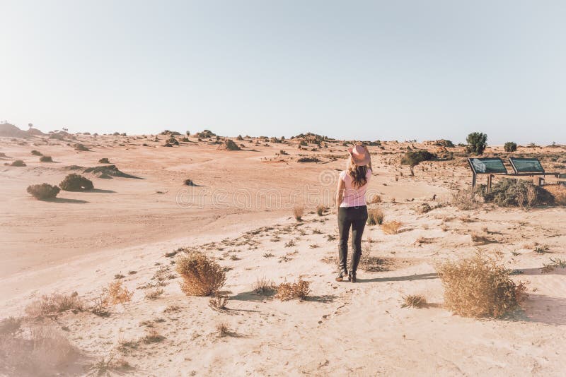 Woman Looking Out Over the Desert Landscape Stock Image - Image of ...