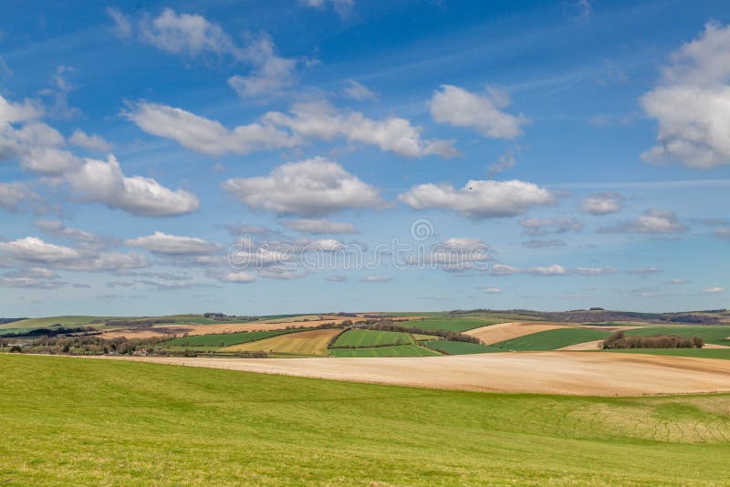 South Downs Landscape in Spring Stock Photo - Image of pretty, rural ...