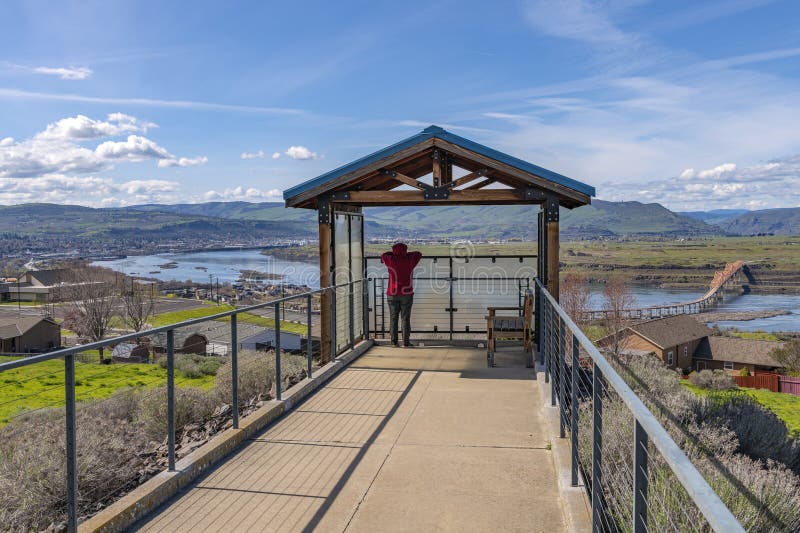 Looking at the Panoramic View in the Dalles Oregon Stock Photo - Image ...