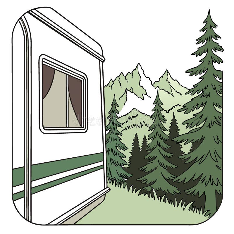 Looking Out a Recreational Vehicle Window at a Pine Tree Forest and ...