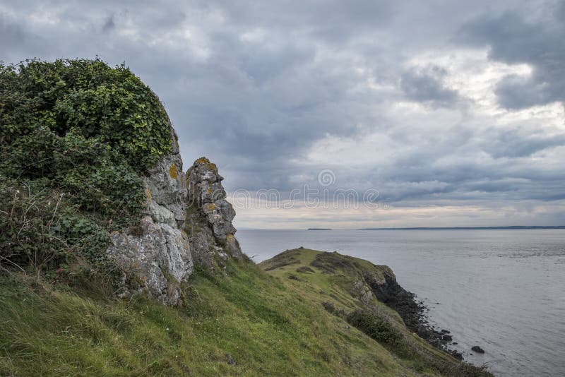 Looking Out To Sea at Stormy Dramatic Sky Over Landscape Stock Image ...