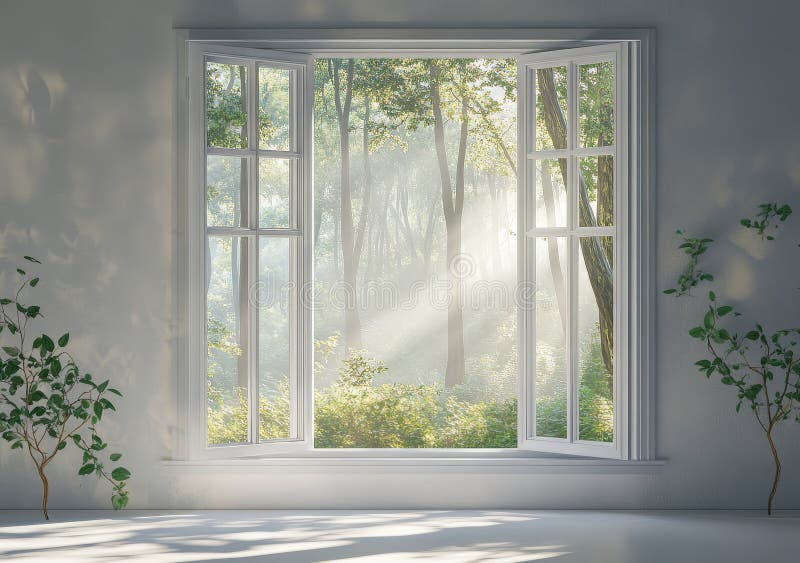 Looking through the Open Window Stock Illustration - Illustration of ...