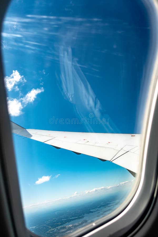 Looking Over Aircraft Wing in Flight Stock Image - Image of flying ...