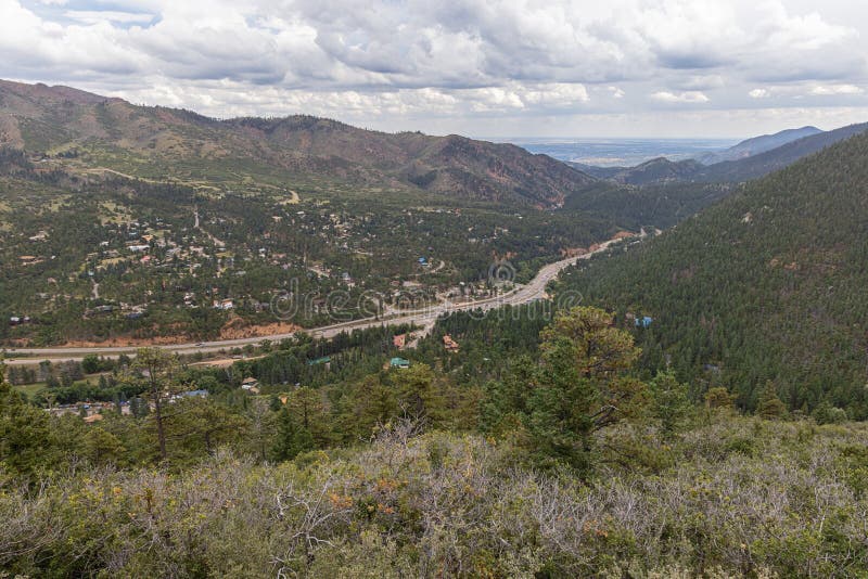 Looking Over Cascade at the Base of Pikes Peak Stock Image - Image of ...