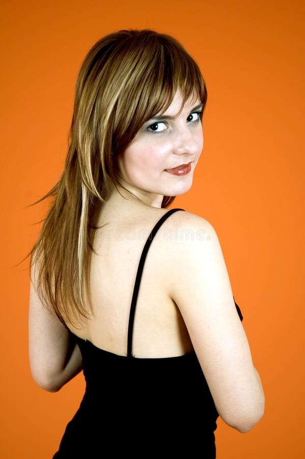 Blonde Girl Looking Over Her Shoulder Stock Image - Image of emotion ...