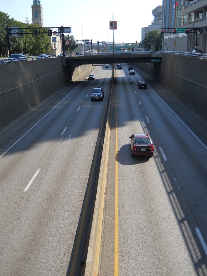 Looking Over Highway from Overpass Editorial Image - Image of daytime ...