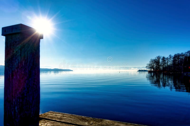 Looking Over the Lake Starnberg with the Alps in the Background Stock ...