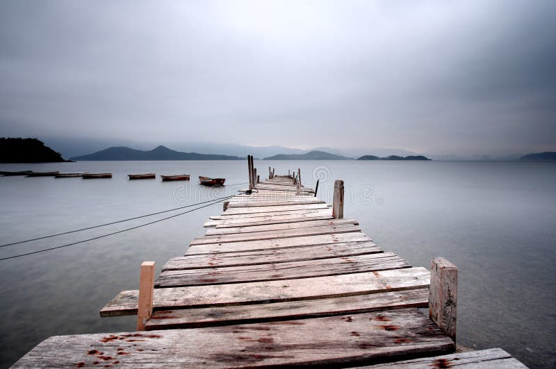 Looking Over A Pier And Boats Stock Photo - Image of empty, fall: 12988524