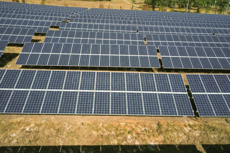 Rows of Solar Panels in Power Station Array Stock Image - Image of ...