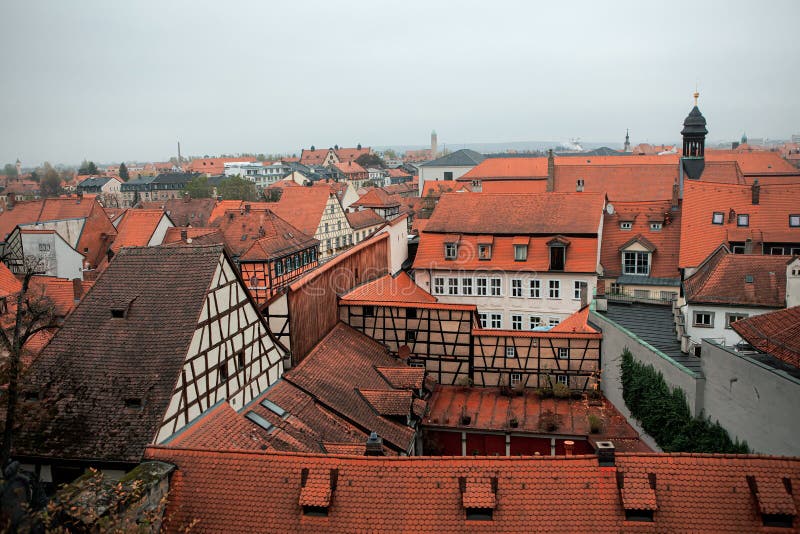 Looking Overhead Onto Rooftops and Houses Stock Photo - Image of ...