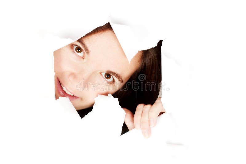 Looking through paper hole stock image. Image of cheerful - 28752731