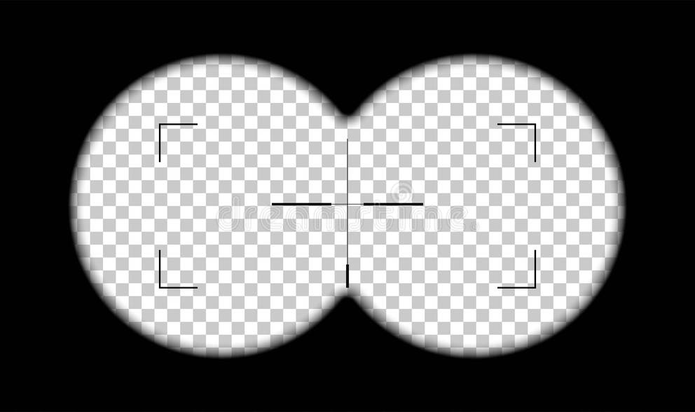 Looking in Periscope or Binoculars at Target on Black Background. Sight ...