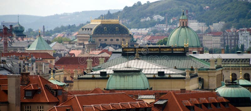 Looking at Prague Old Town from Letna Park Hill Stock Image - Image of ...