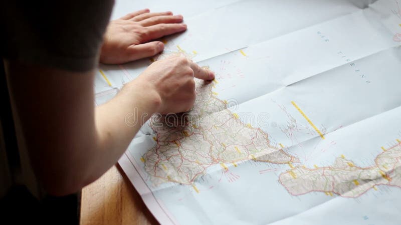 Looking at a Route on a Map. Top View Stock Video - Video of travel ...