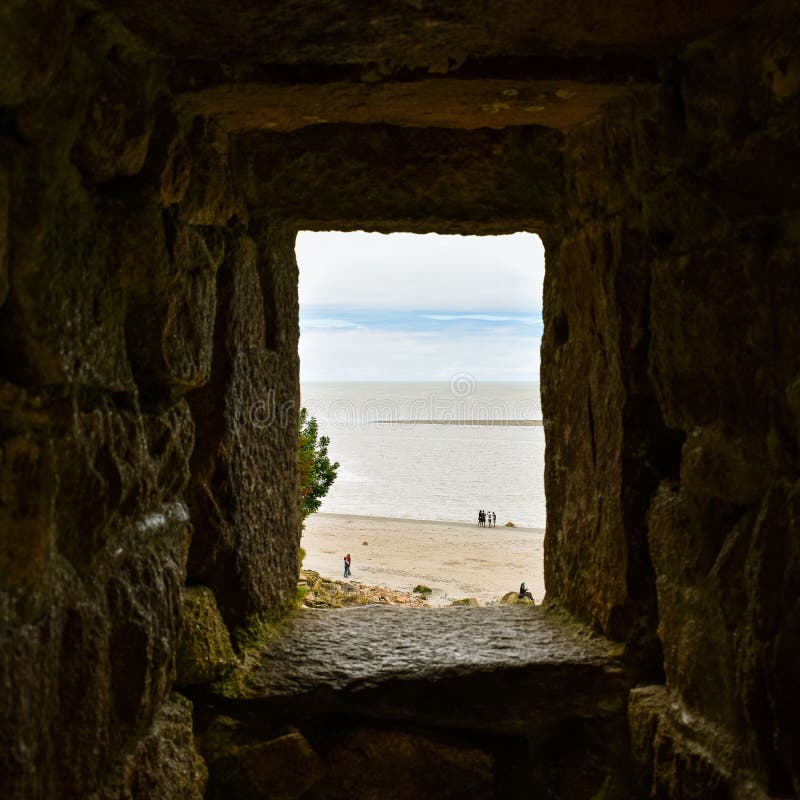 Looking at the Sea and the Blue Sky through a Stone Window. Sensation ...