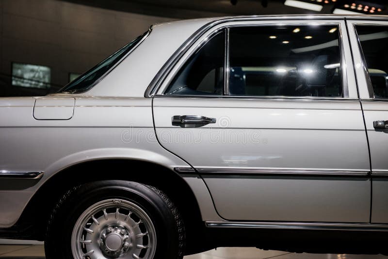 Looking Shiny. Rear Part of the Classical Silver Shiny Automobile ...
