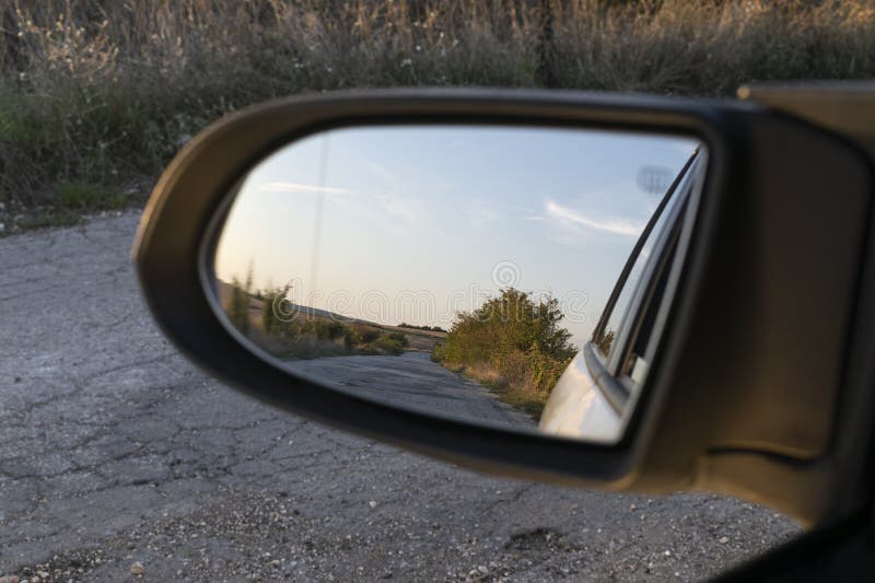 Looking in the Side Rear-view Mirror in the Day Stock Image - Image of ...
