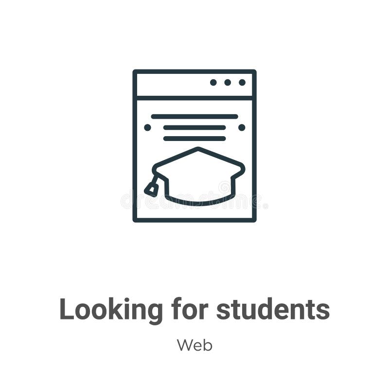 Looking for Students Outline Vector Icon. Thin Line Black Looking for ...