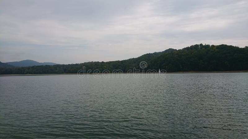 Looking at the Surface of a Large and Beautiful Mountain Lake Stock ...