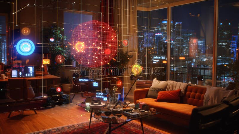 Smart Home With Digital Interface In Urban Setting Stock Image Image Of Urban Automation