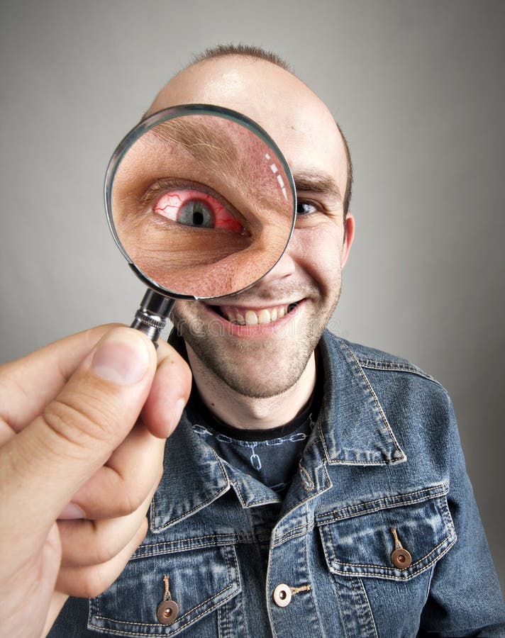 Looking To Smiling Man with Angry Eye Stock Image - Image of looks ...