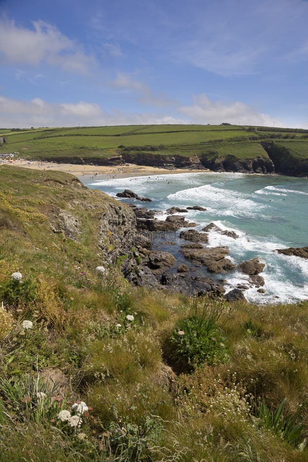 Looking Towards Poldhu Cove, Cornwall, England Stock Photo - Image of ...