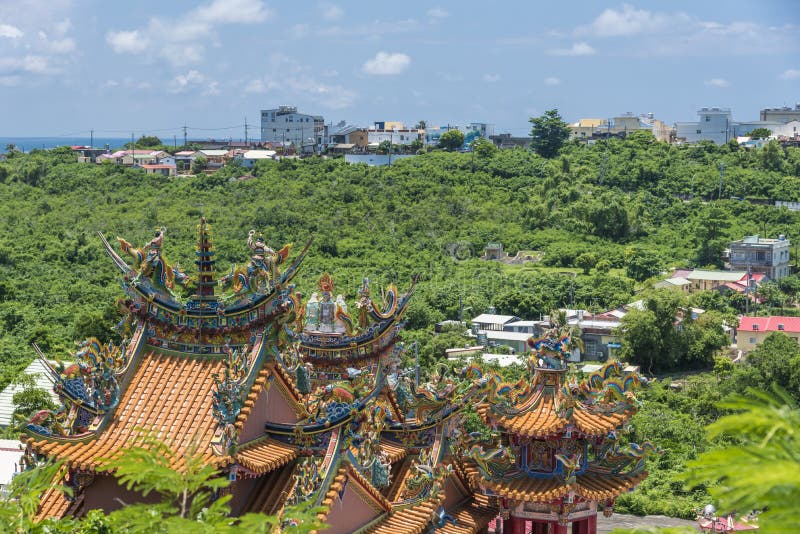 Looking at a Chinese Temple from the Above Stock Image - Image of ...