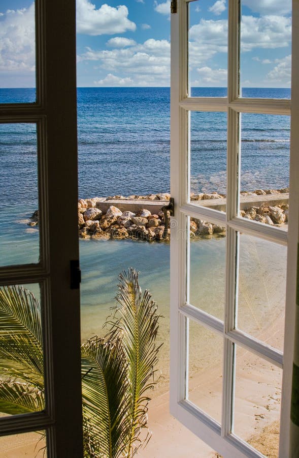 Looking Trough a Window on a Caribbean Beach Stock Image - Image of ...