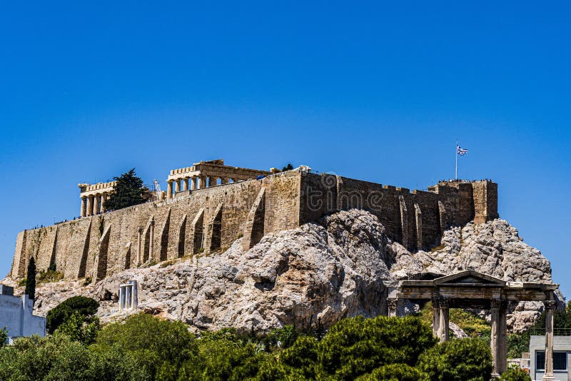 Looking Up at the Acropolis Stock Image - Image of landmark, ancient ...