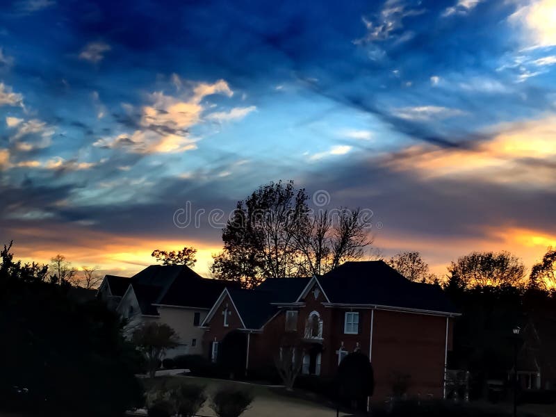 Sunset in the neighborhood stock image. Image of family - 63303781