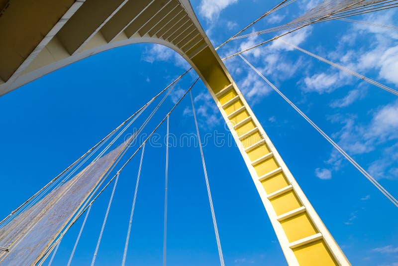 Looking up bridge in sky stock image. Image of landmark - 149346873