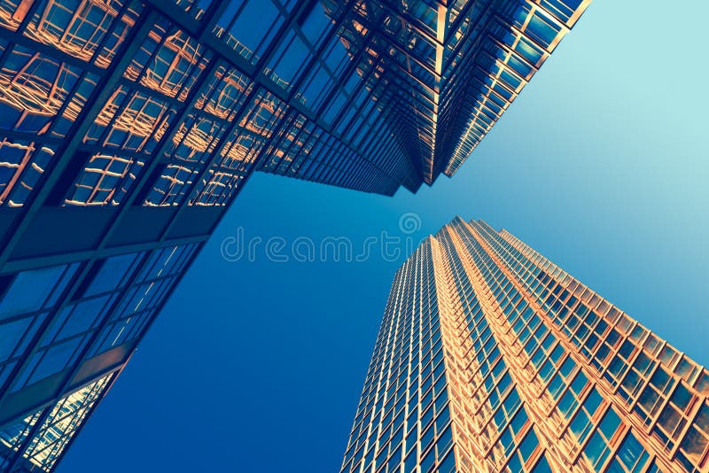 Looking Up at Business Buildings Stock Photo - Image of blue, city ...