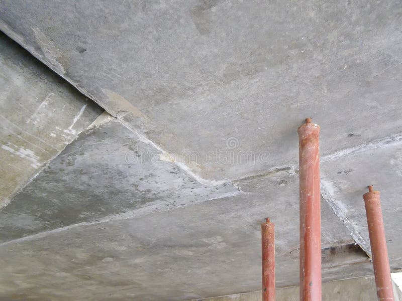 Looking Up at a Concrete Ceiling with Support Pillars, an Angle View of ...
