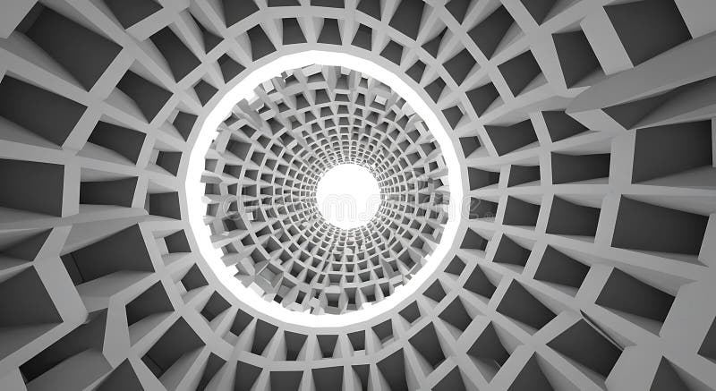 Looking Up through a Cylindrical Structure Composed of Geometric, Grid ...