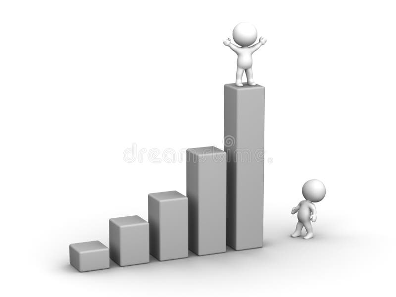 Looking Up at 3D Man Who Made it To the Top Stock Illustration ...