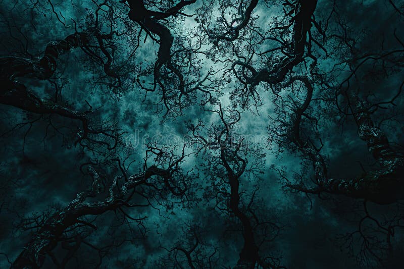 Mysterious Forest Canopy stock illustration. Illustration of gloomy ...