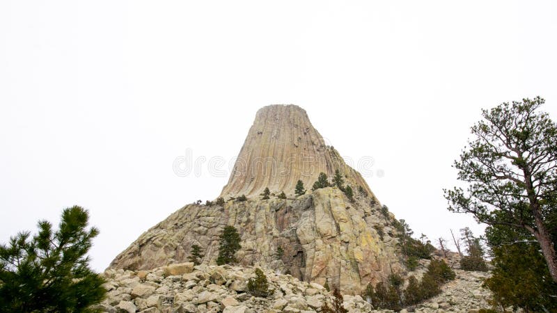 A View of Stunning Solitary Devil`s Tower Stock Image - Image of stones ...