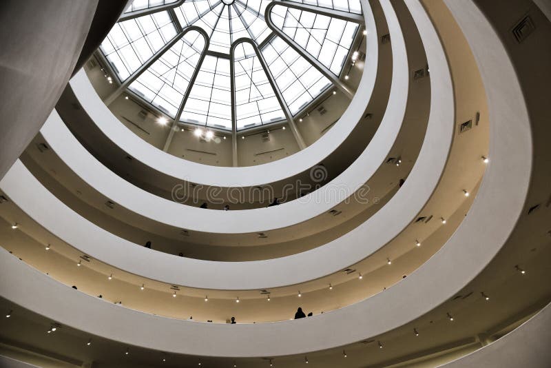 Looking Up at Dome Inside Museum with Pattern and Lights and Skylight ...
