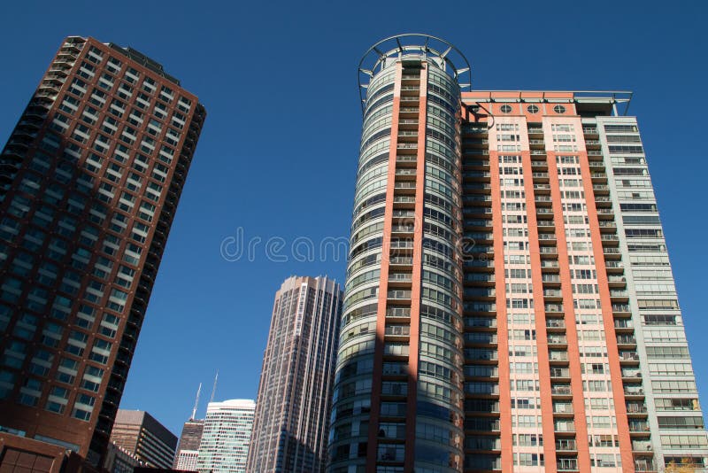 Looking Up at Downtown Chicago Skyscraper Buildings Stock Image - Image ...