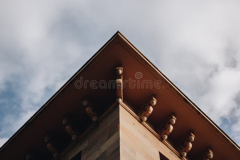Looking Up at the Edge of a Building with Sky and Clouds Stock Image ...