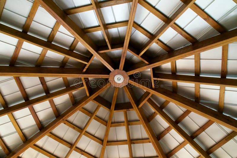 Looking Up at Eight Sided Exposed Beam Roof Stock Image - Image of ...