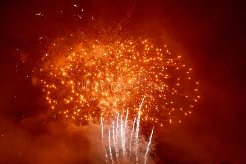 Looking Up at Exploding Fireworks Against a Night Sky Stock Image ...