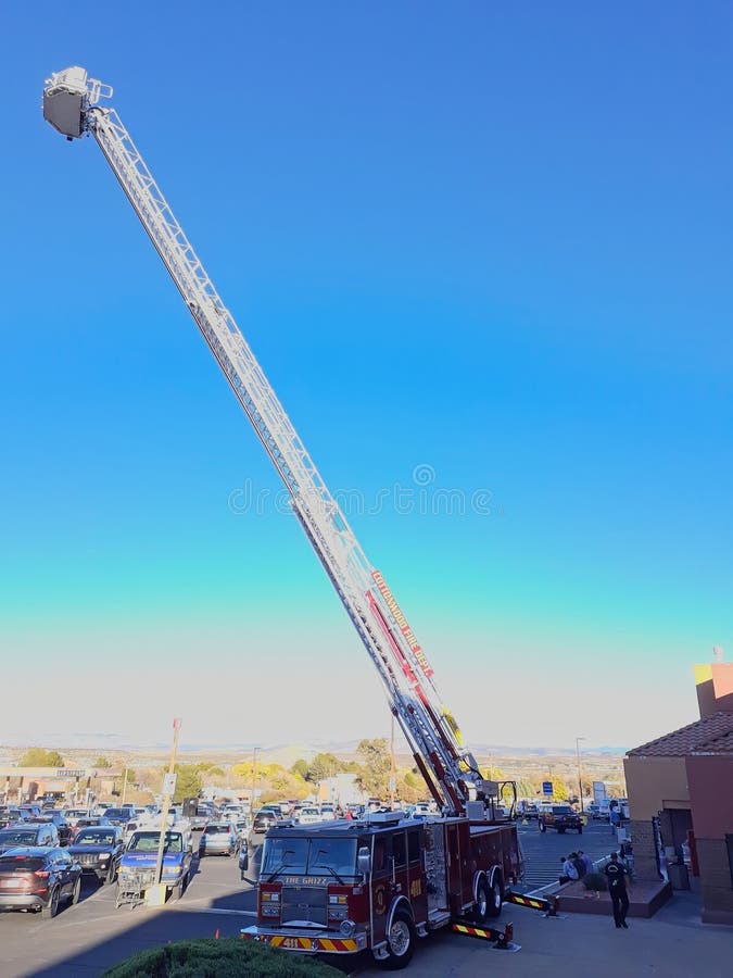 The Fully Extended Ladder of a Fire Truck. Editorial Stock Image ...