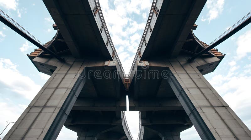 Looking Up at a Highway Overpass from a Low Angle Stock Illustration ...