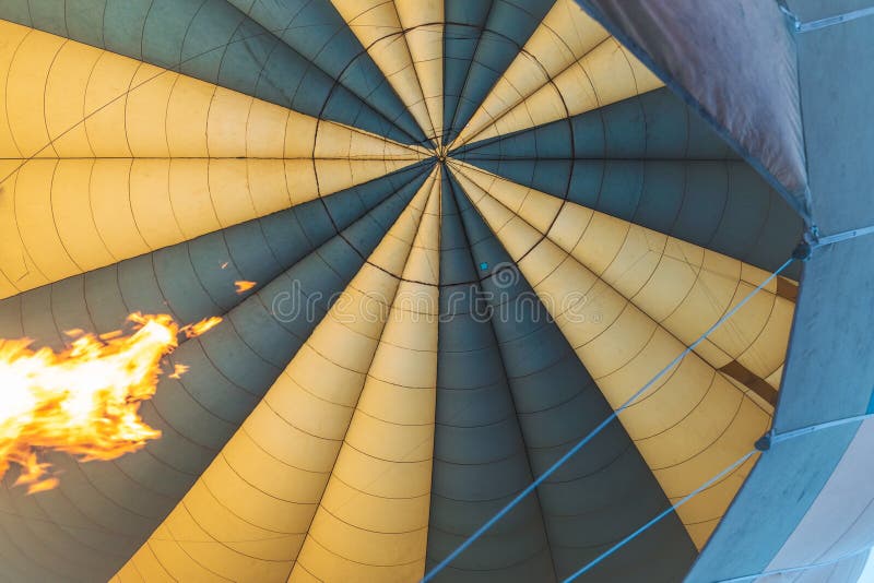 Looking Up at a Hot Air Balloon As the Fire Inflates the Balloon To ...