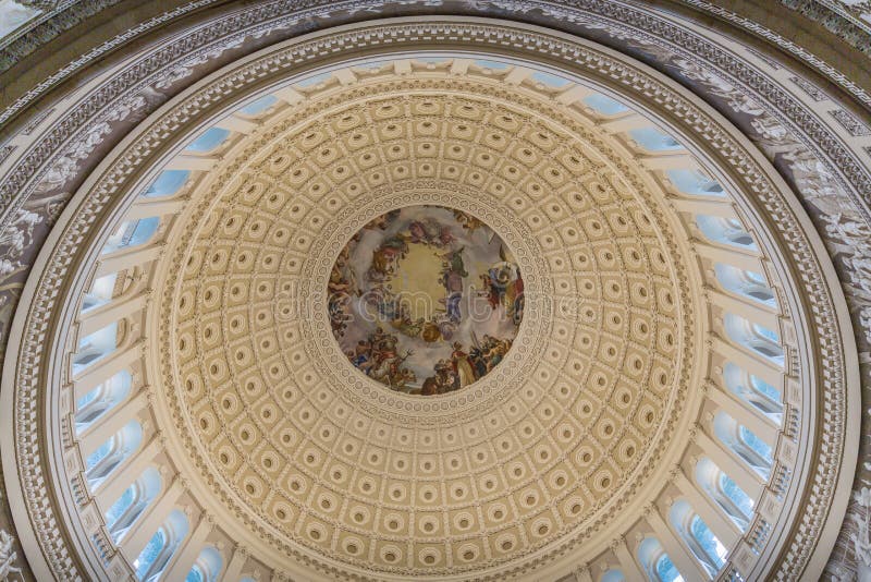 Looking Up Inside the Dome of the Capitol Building in Washington Stock ...