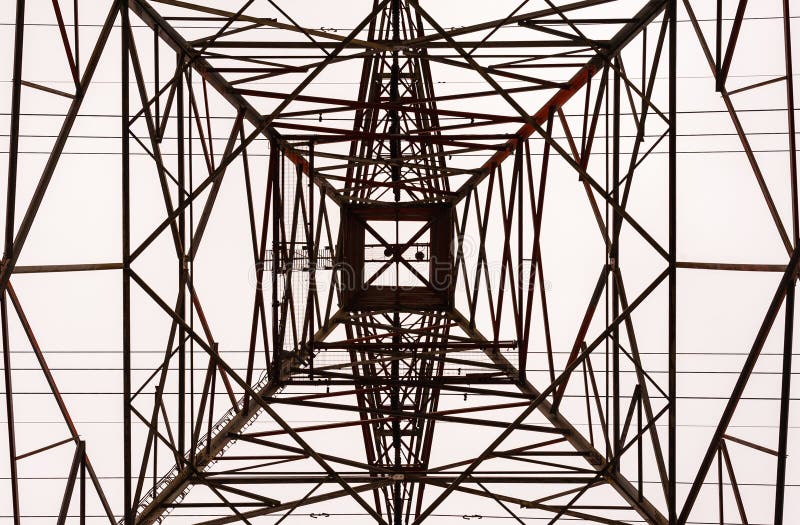 Looking Up Interior of Large Electrical Tower Frame. Stock Image ...