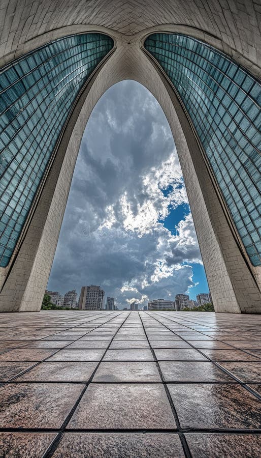 Looking Up at the Majestic Gate, Modern Architectural Monument with ...