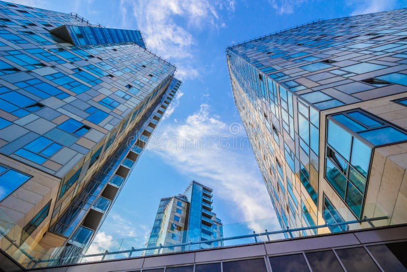 Looking Up at Modern Residential Building Stock Image - Image of ...