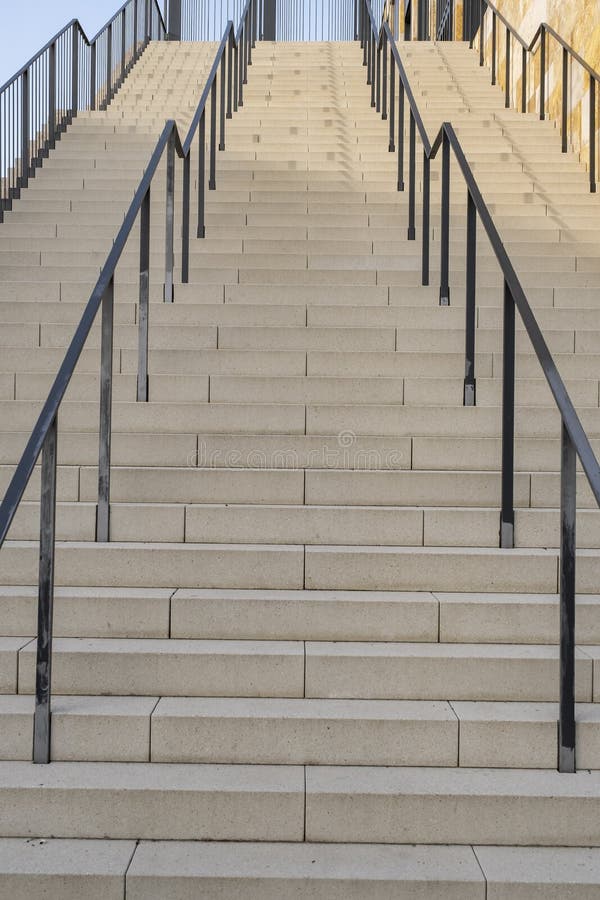 Modern Stone Staircase with Handrail Stock Photo - Image of commercial ...
